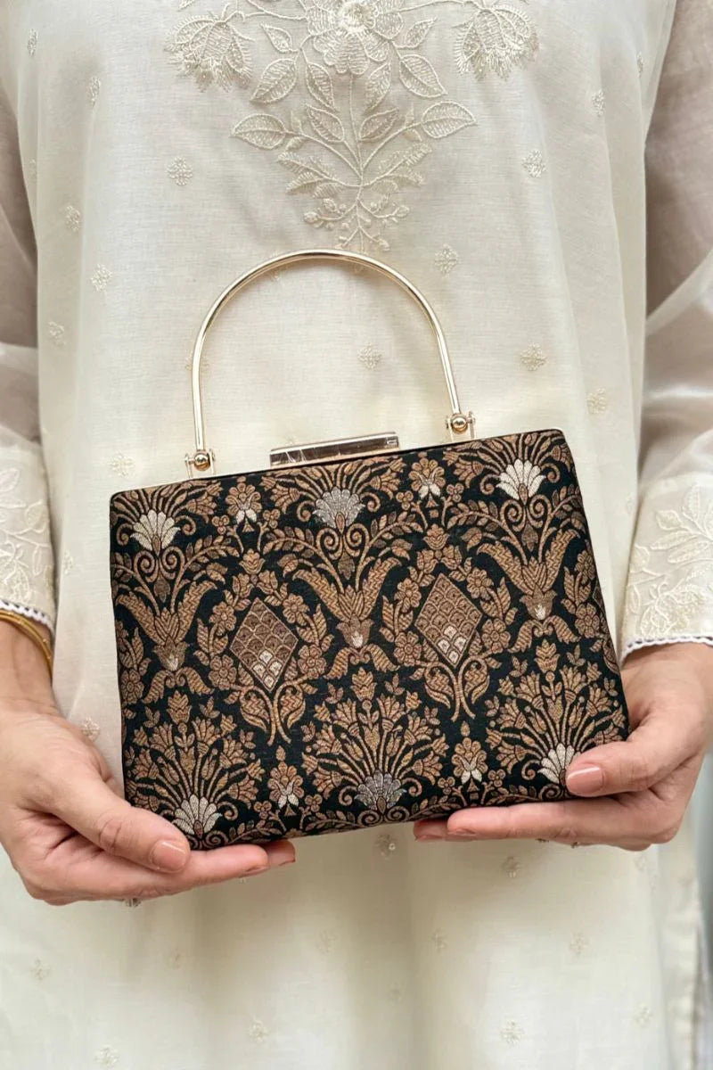 Buy AMYRA Anantam Pure Silk Clutch - Black online - The AMYRA Store