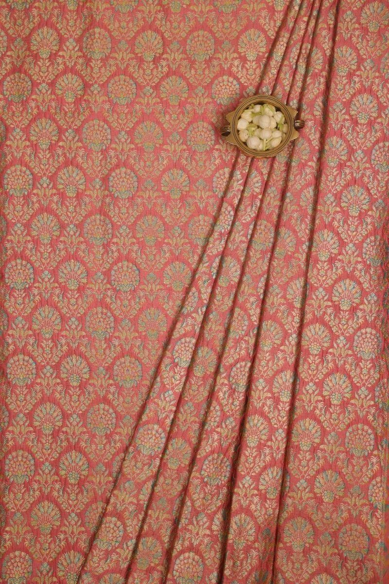 Buy AMYRA Bahati Handloom Dupion Brocade Silk Fabric - Multicolor ...