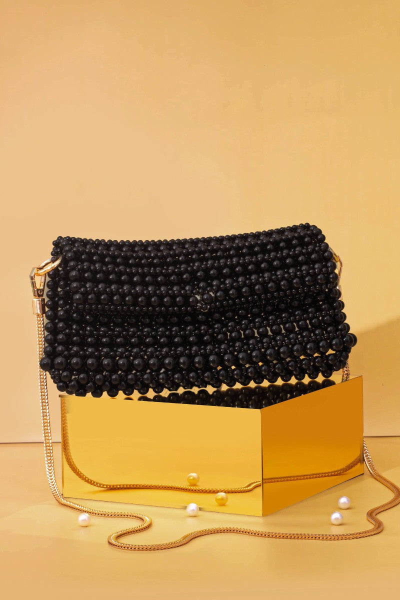 Buy AMYRA Viola Pearl Purse - Black Online in India - The AMYRA Store