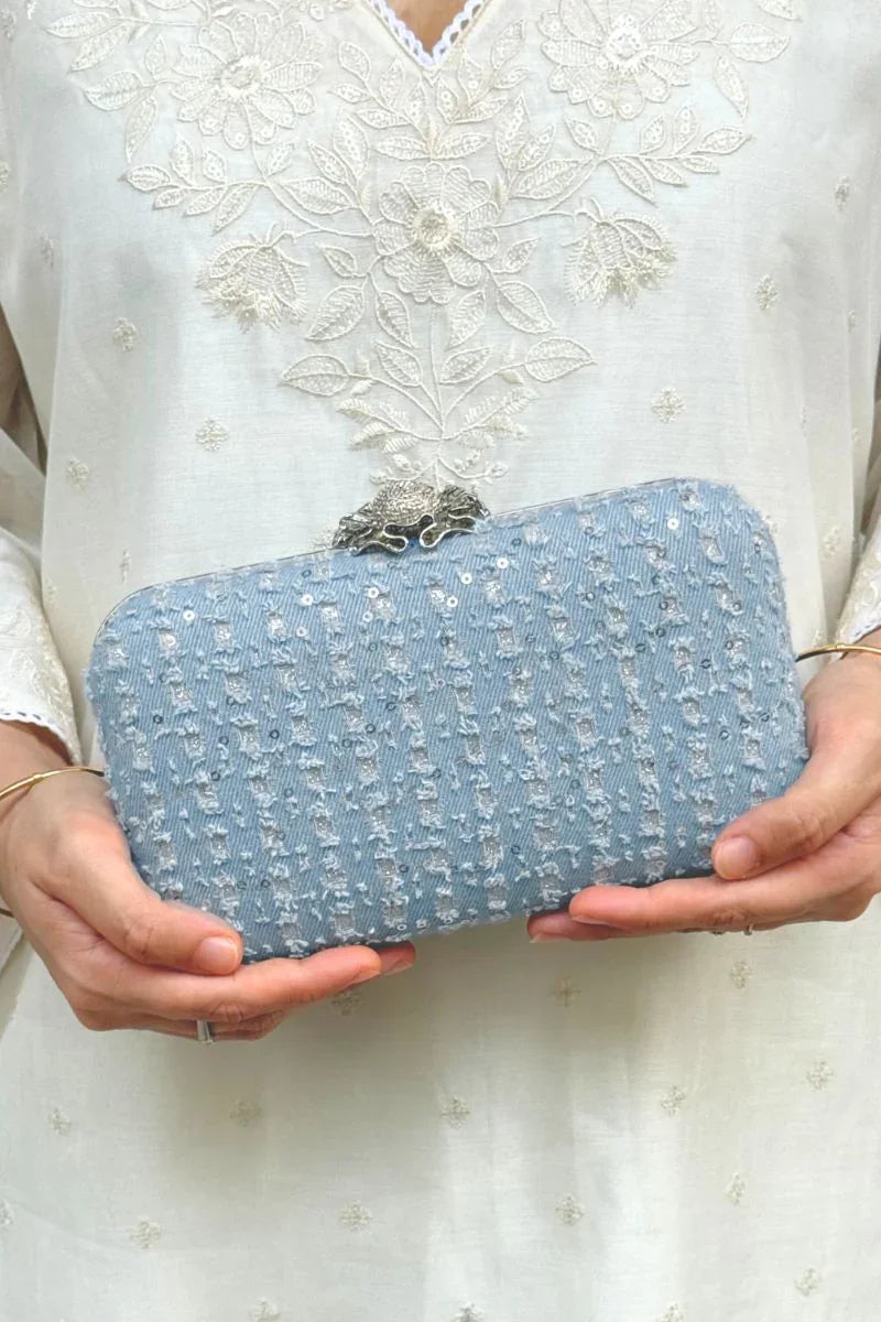 Buy AMYRA Vyom Embroidered Clutch - Blue online - The AMYRA Store