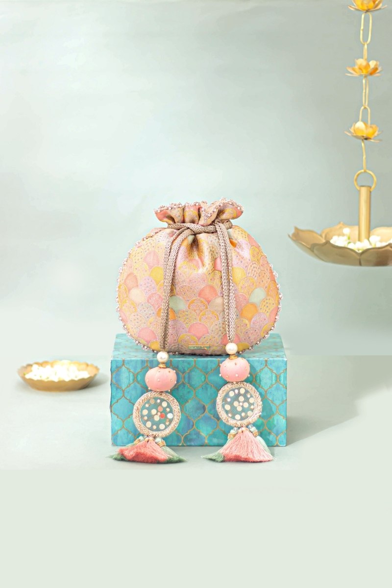 Buy AMYRA Manjari Pure Banarasi Silk Potli - Multi Color online - The ...