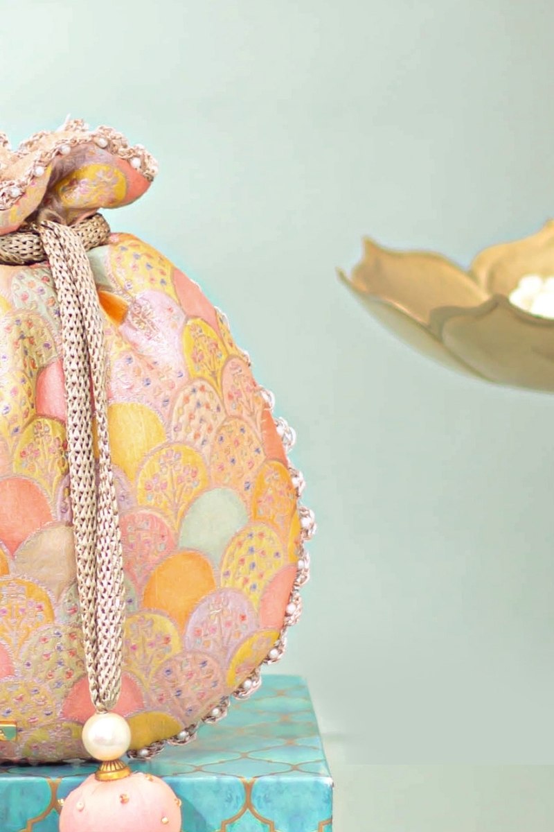 Buy AMYRA Manjari Pure Banarasi Silk Potli - Multi Color online - The ...