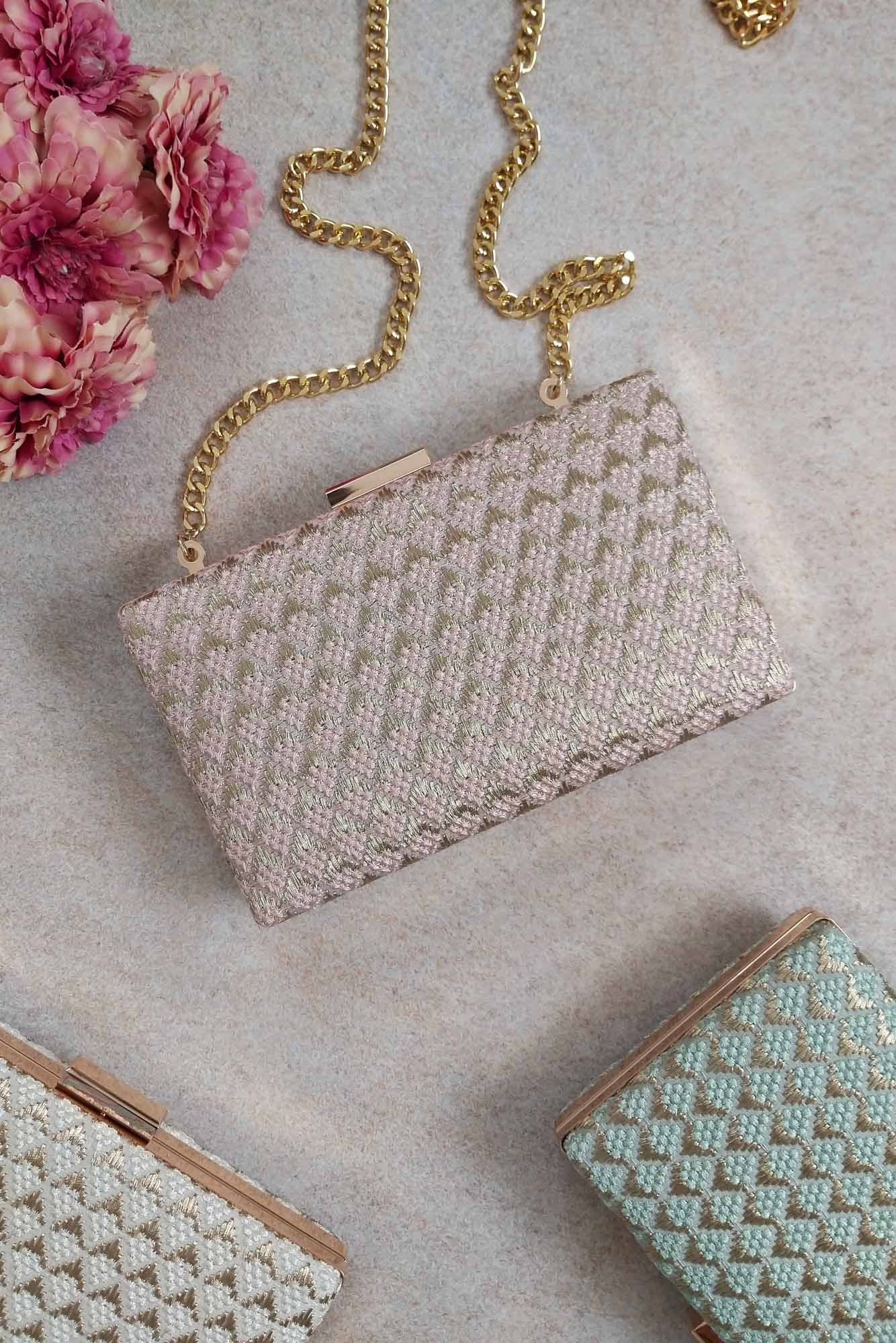 Buy AMYRA Serenade threadwork clutch - Baby pink Online in India - The ...